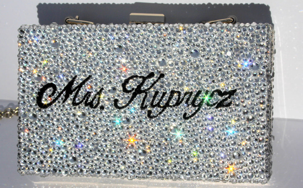 Personalized Silver Crystal Wedding Clutch – Wicked Addiction