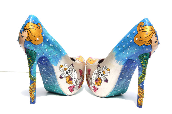 Rockabilly Mermaid Tat Heels in Crystal – Wicked Addiction