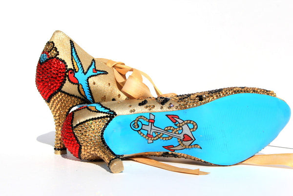 Leopard Rockabilly Swarovski Crystal Pinup Heels – Wicked Addiction