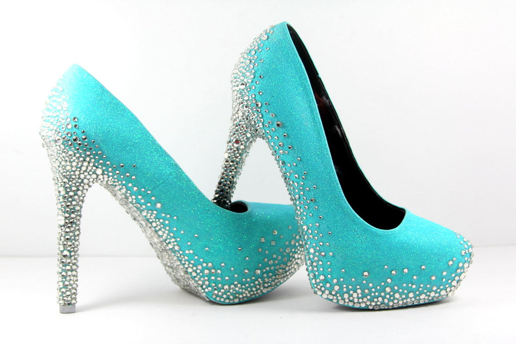 Robins Egg Blue Heels With Swarovski Crystals Multiple Color Choices
