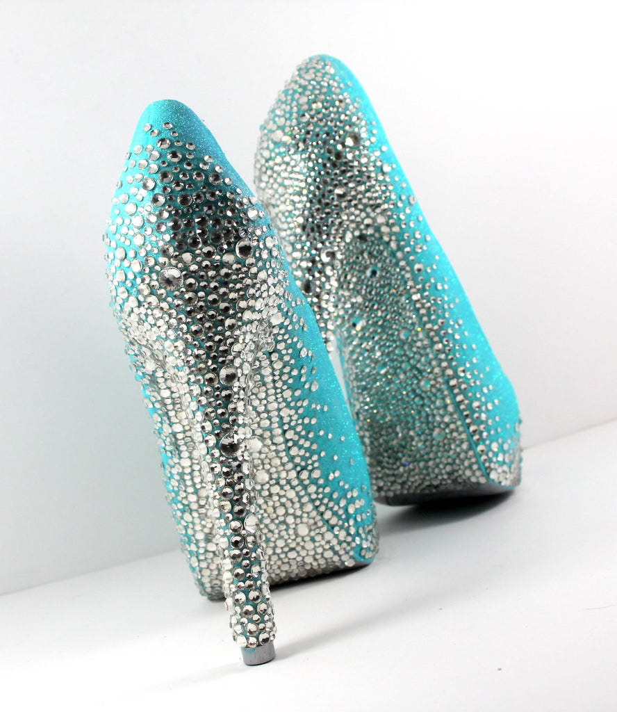 Robins Egg Blue Heels with Swarovski Crystals (Multiple Color Choices ...